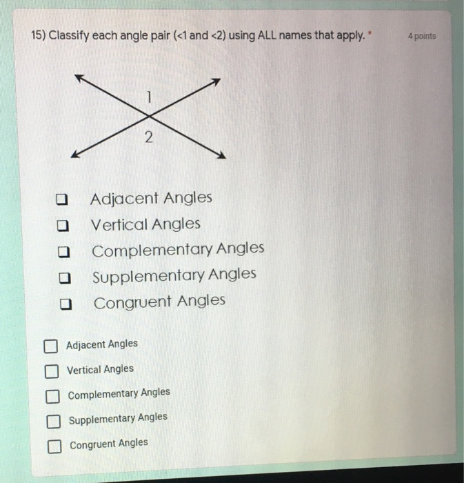Solved 15) Classify each angle pair