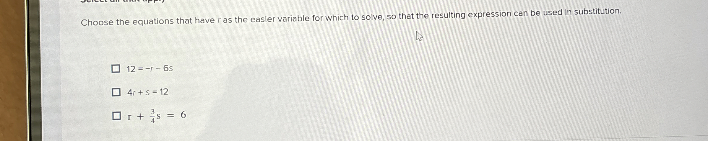 Solved Choose the equations that have r ﻿as the easier | Chegg.com