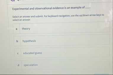 Solved Experimental and observational evidence is an example | Chegg.com
