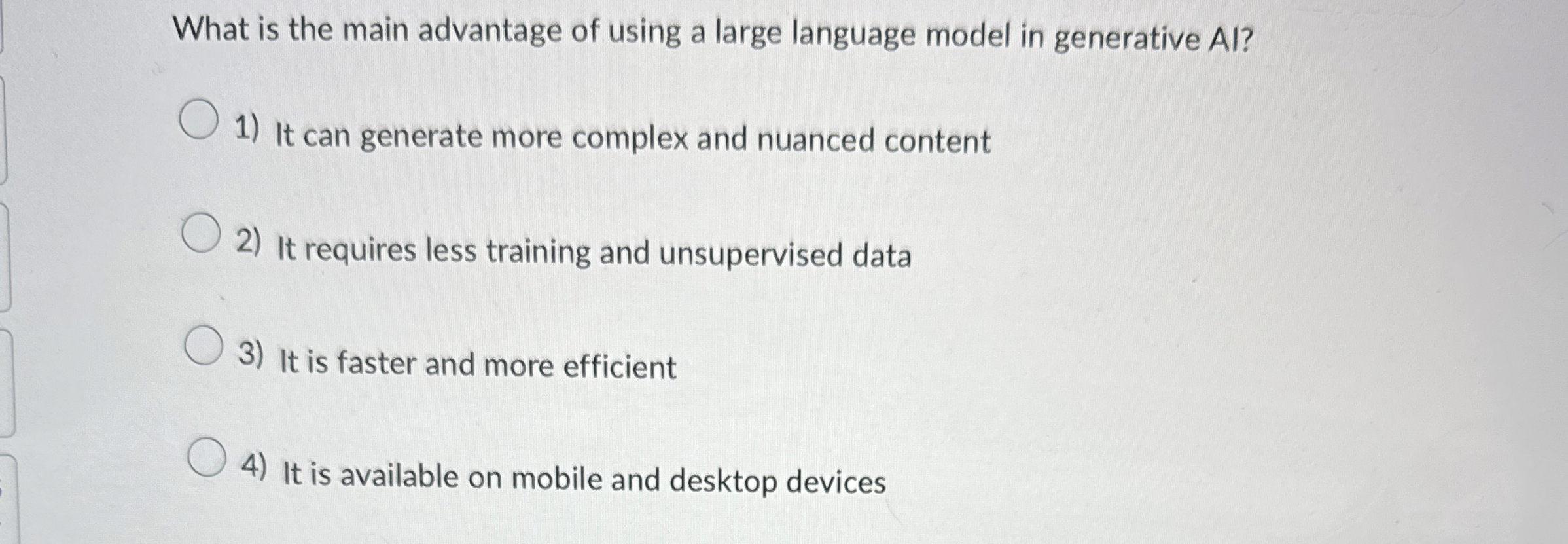 Solved What is the main advantage of using a large language | Chegg.com