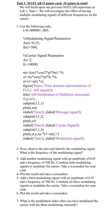 Solved Task 1. MATI AB (5 points each 35 points in total) We | Chegg.com