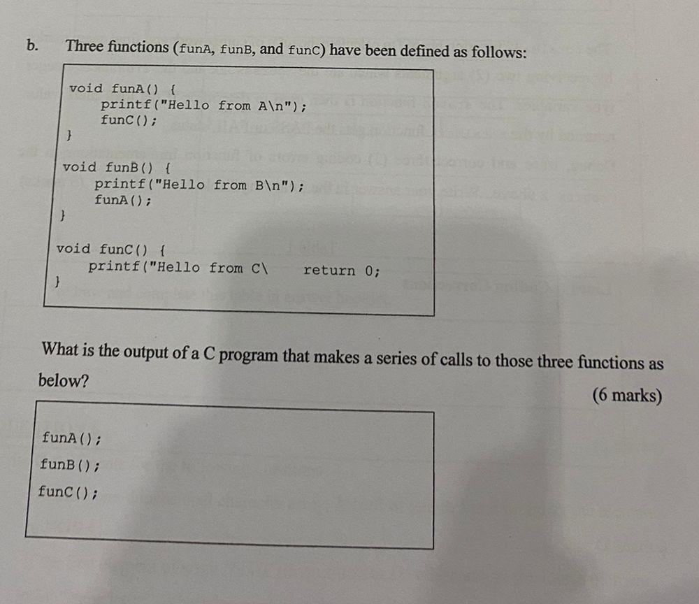 Solved b. Three functions (funA, funB, and func) have been | Chegg.com