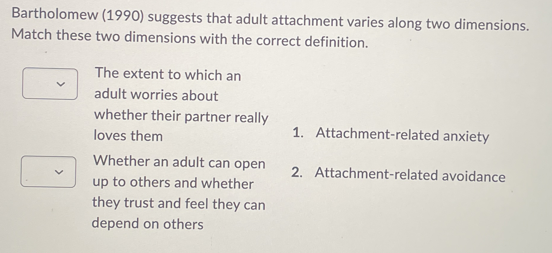 Solved Bartholomew (1990) ﻿suggests that adult attachment | Chegg.com
