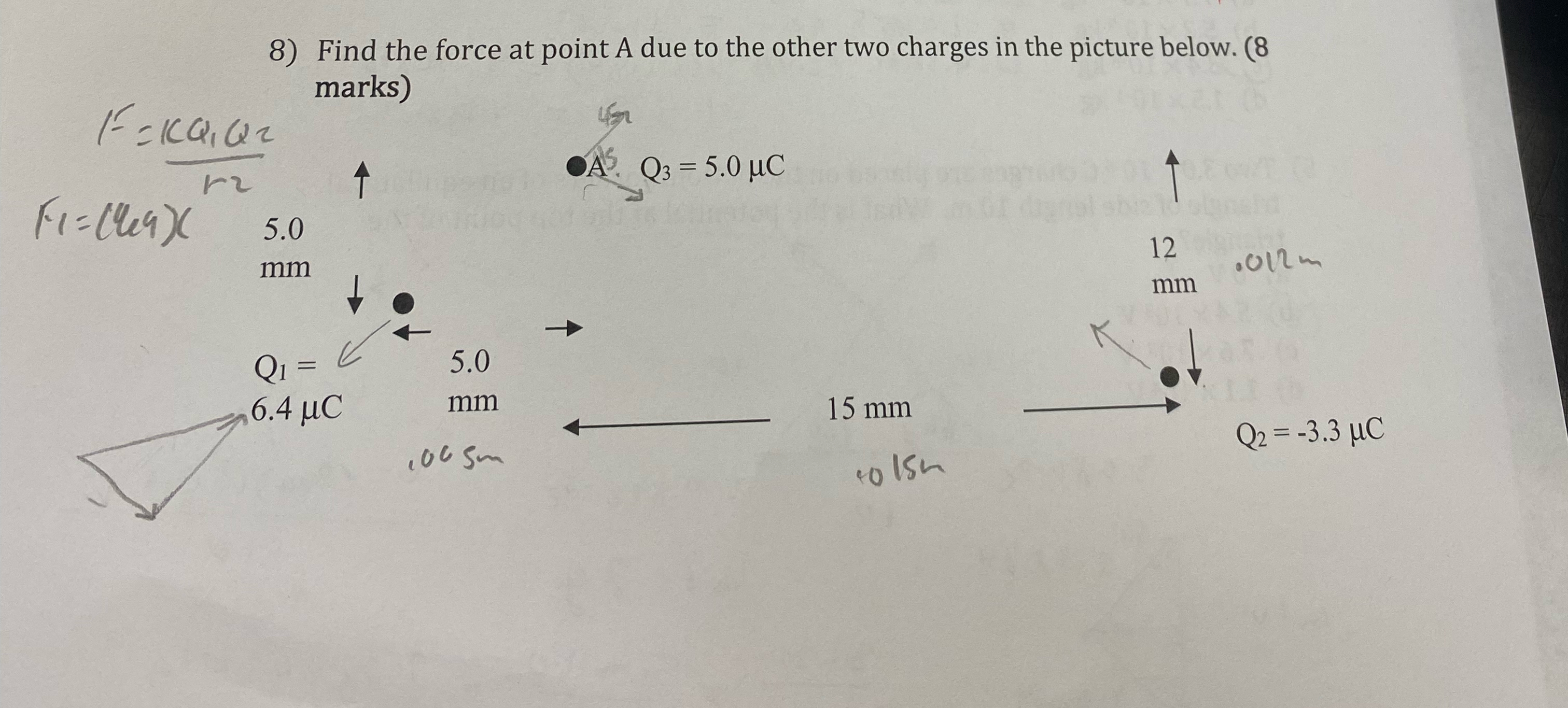 Solved Find the force at point A due to the other two | Chegg.com