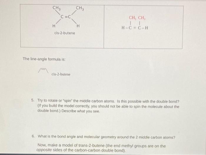Solved The line-angle formula is: cis-2-butene 5. Try to | Chegg.com