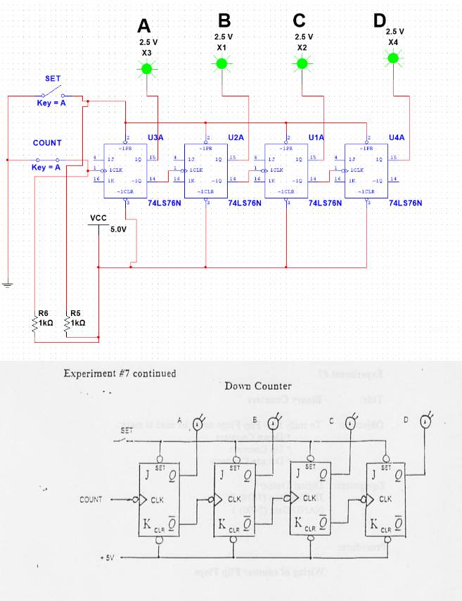 Solved Experiment #7 ﻿conti Why is my down counter not | Chegg.com