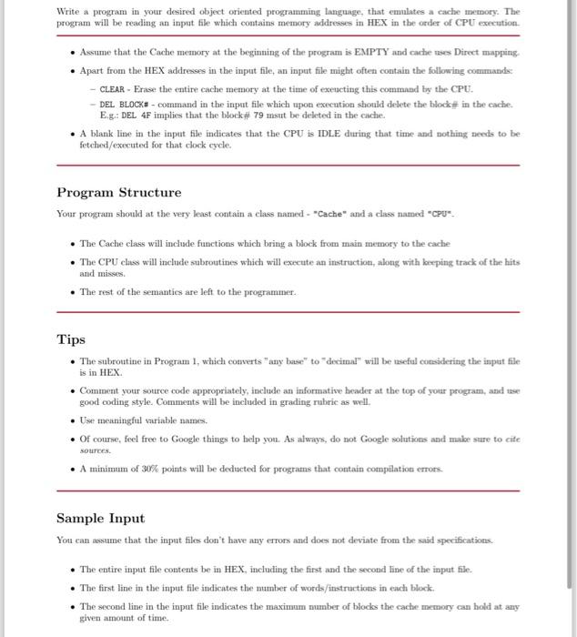 Write a program in your desired object oriented | Chegg.com