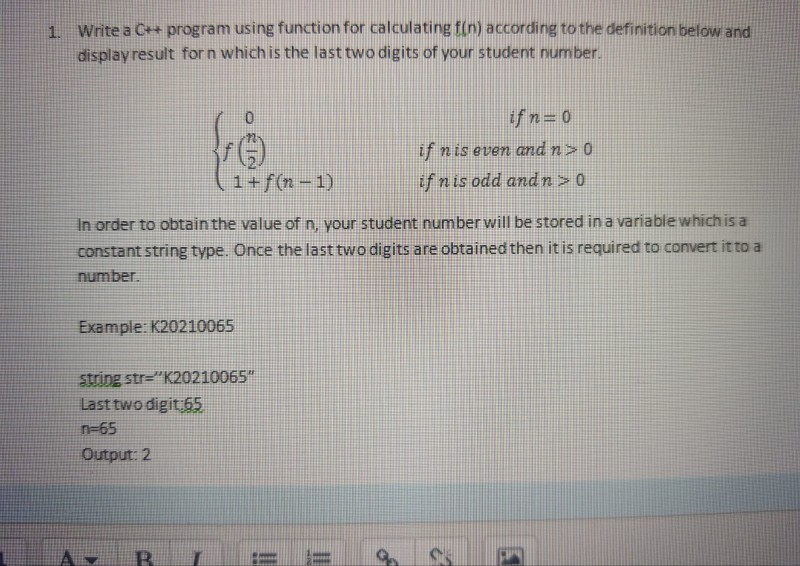 Solved 1 Write A C Program Using Function For Calculating 5743