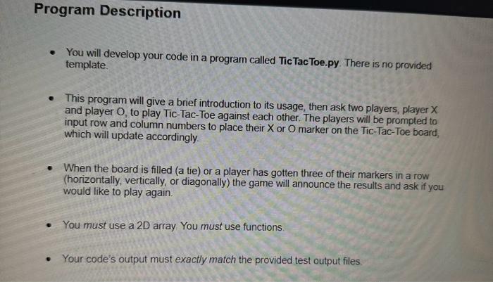 Solved Game Intro \& Game Play > python TicTacToe.py Let's | Chegg.com