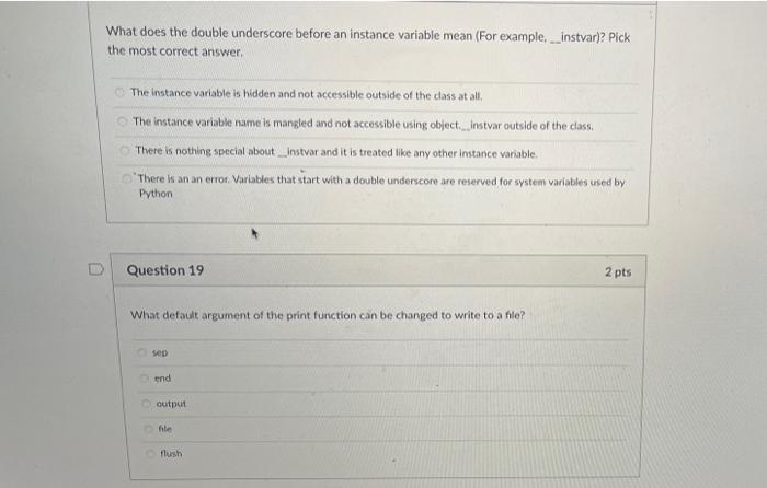 Solved What does the double underscore before an instance | Chegg.com