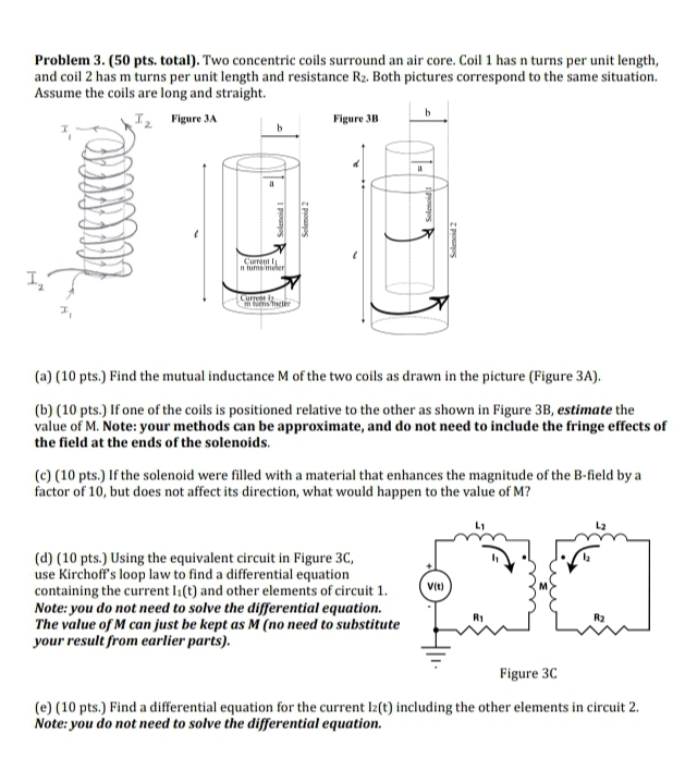 Solved Problem 3. (50 ﻿pts. ﻿total). ﻿Two concentric coils | Chegg.com