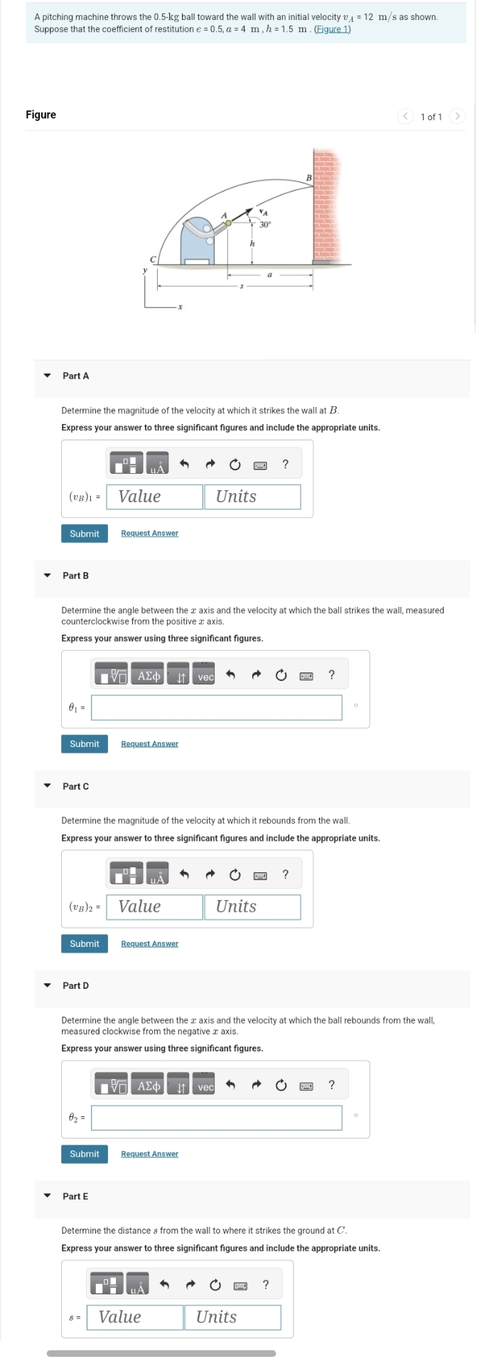 Solved A pitching machine throws the 0.5-kg ﻿ball toward the | Chegg.com