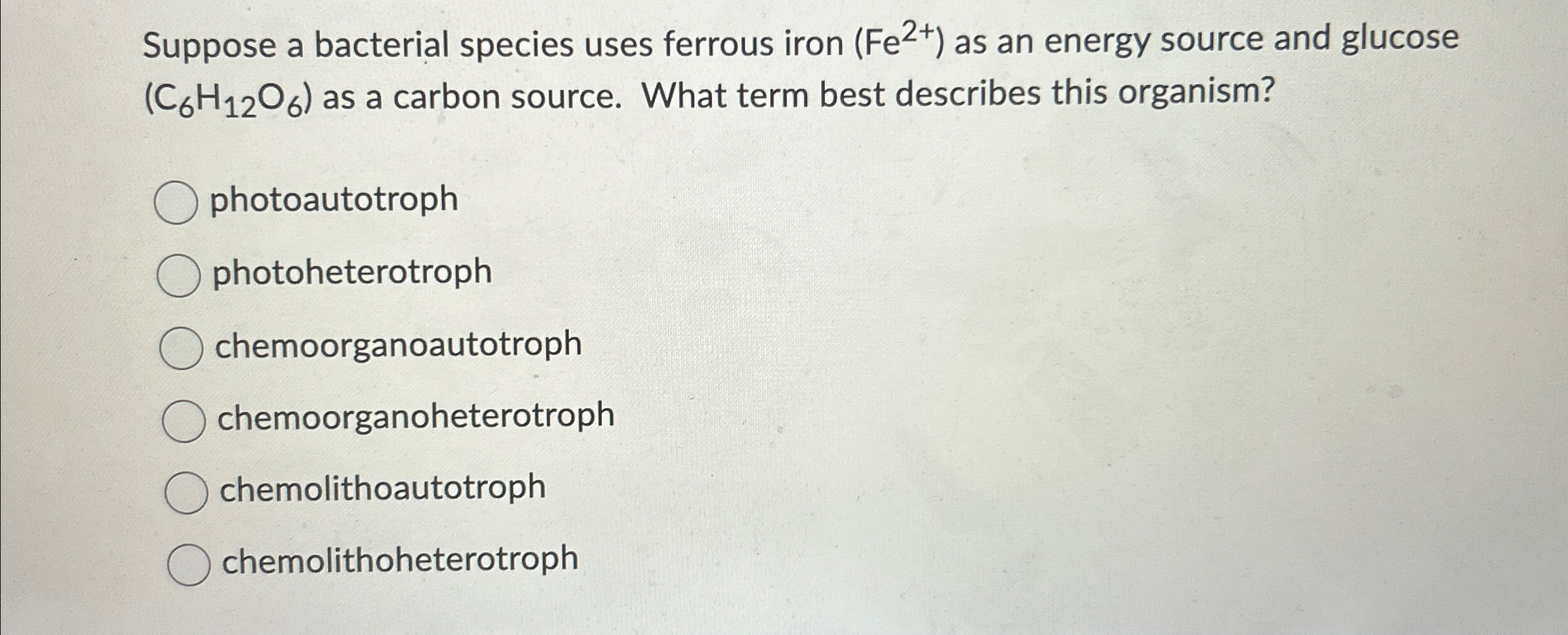 Solved Suppose a bacterial species uses ferrous iron (Fe2+) | Chegg.com