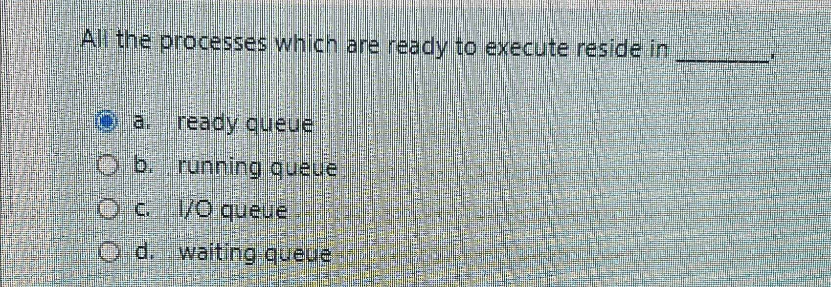 Solved All the processes which are ready to execute reside | Chegg.com
