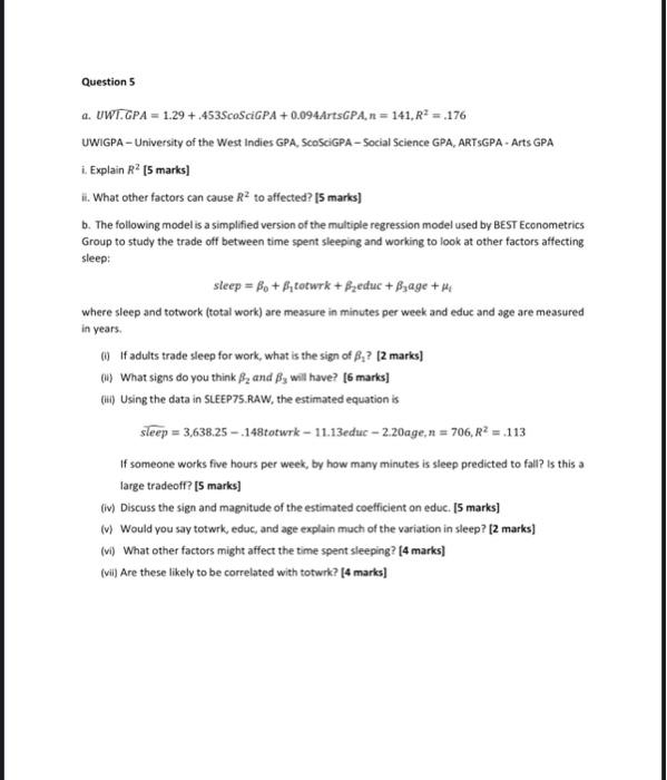 Solved a. UWI.GPA | Chegg.com