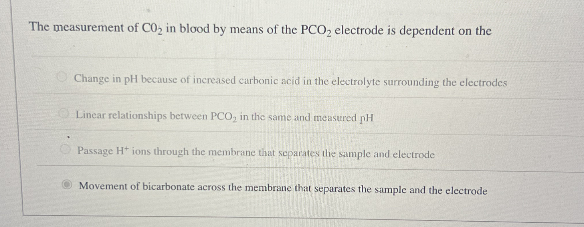 Solved The measurement of CO2 ﻿in blood by means of the PCO2 | Chegg.com