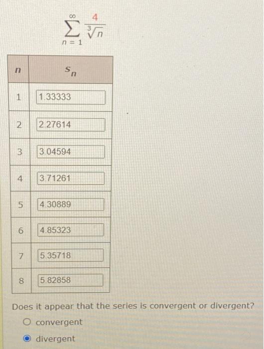 Solved Evaluate for the first 8 terms of the sequence of | Chegg.com