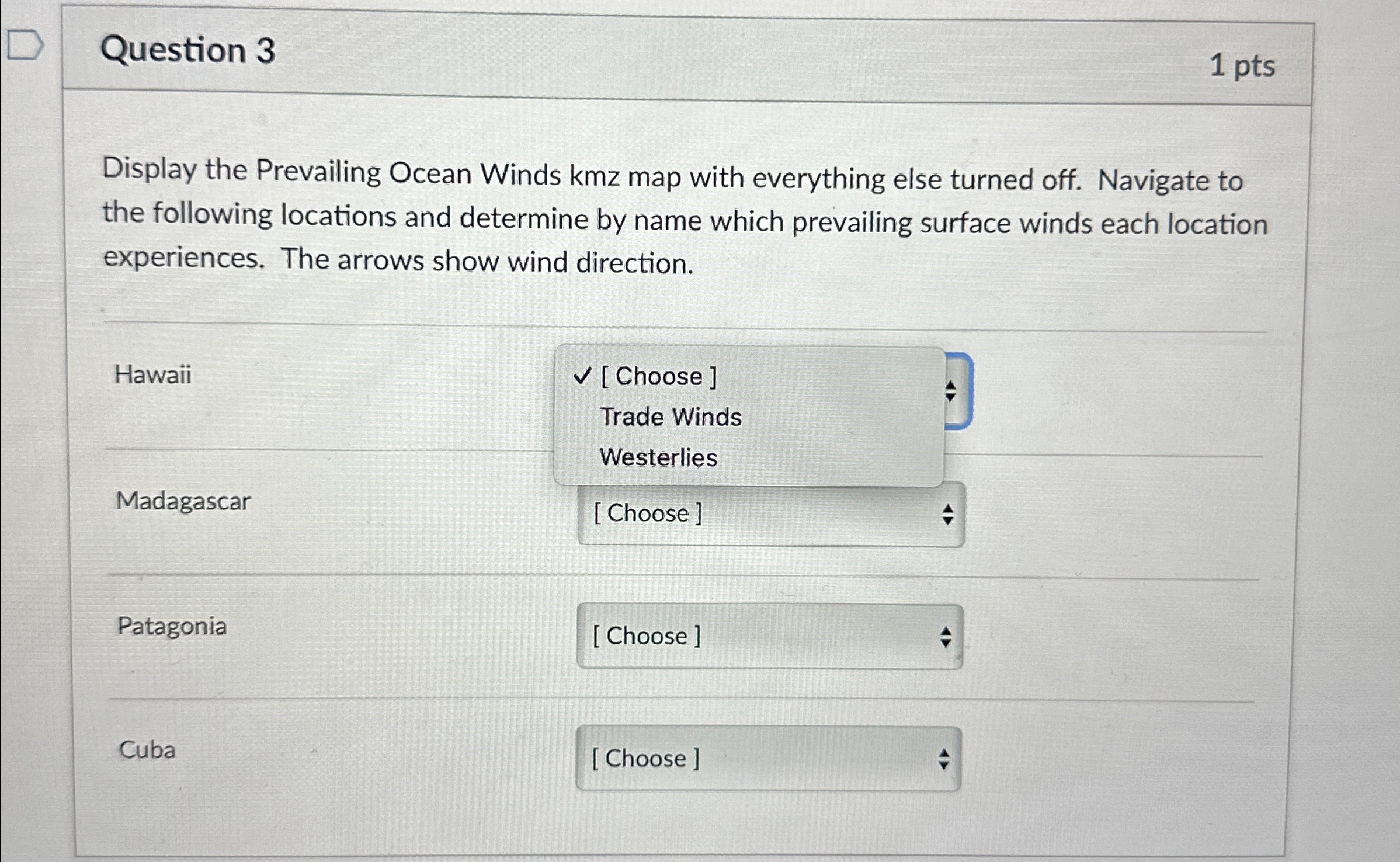 Solved Question 31 ﻿ptsDisplay the Prevailing Ocean Winds | Chegg.com
