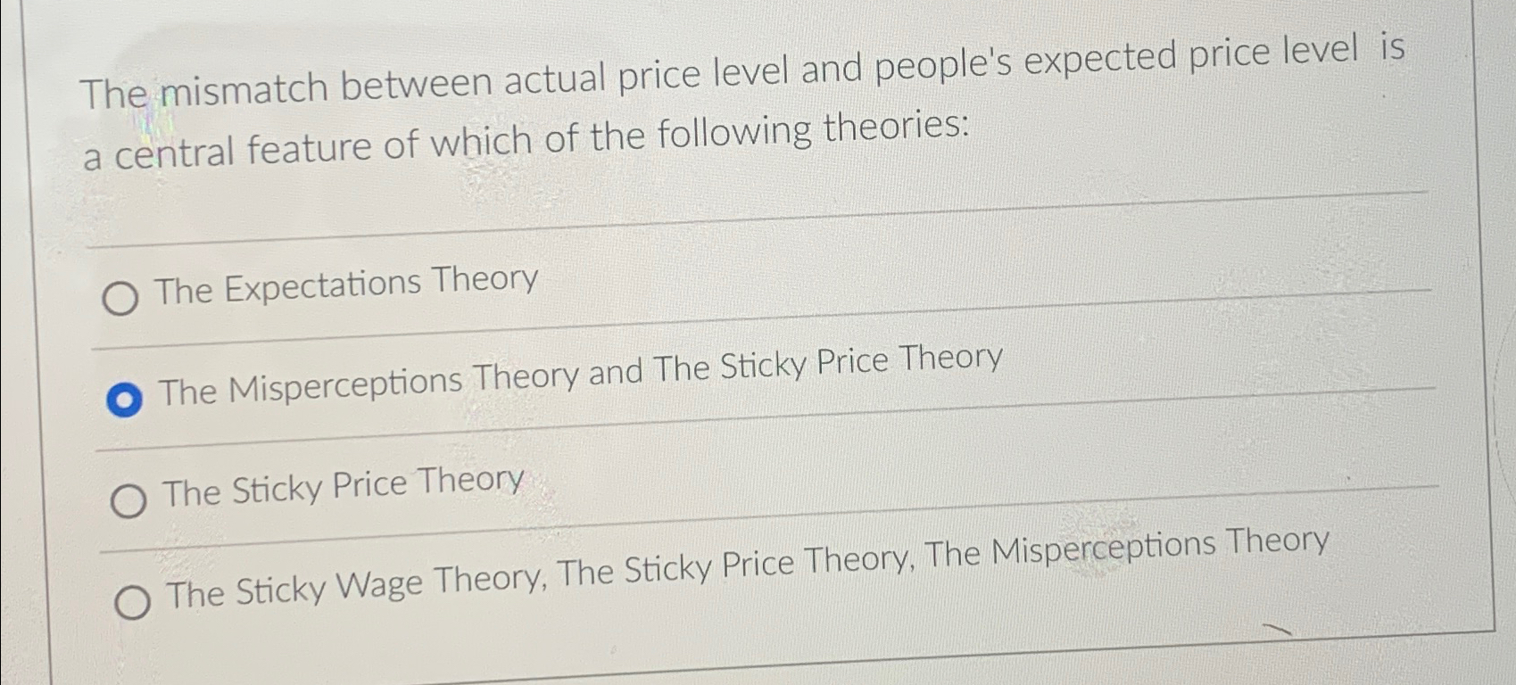 Solved The mismatch between actual price level and people's | Chegg.com