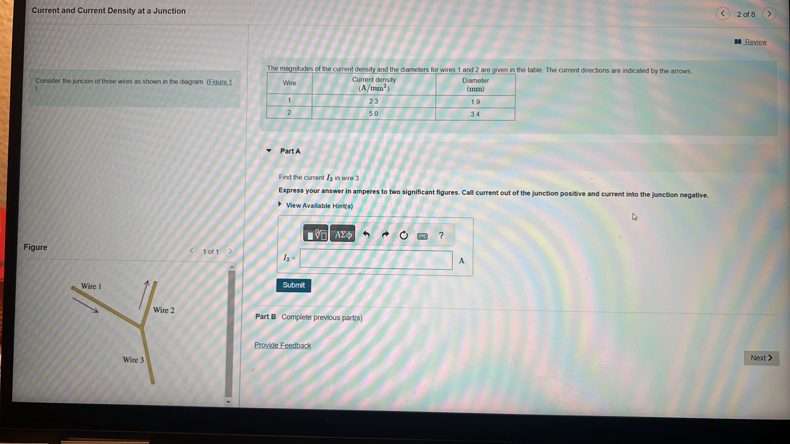 Solved Consider the juncion of three wires as shown in the | Chegg.com
