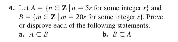 4. Let A={n∈Z∣n=5r for some integer r} and | Chegg.com