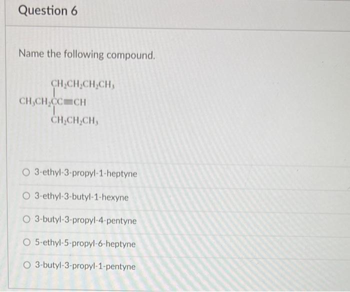 Solved Name the following compound. | Chegg.com