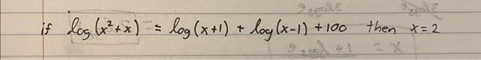 Solved \\( \\log \\left(x^{2}+x\\right)=\\log (x+1)+\\log | Chegg.com