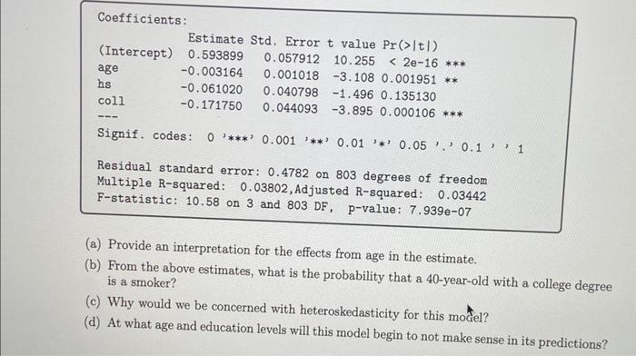 Solved 4. (20pts) Consider the linear-probability model for | Chegg.com