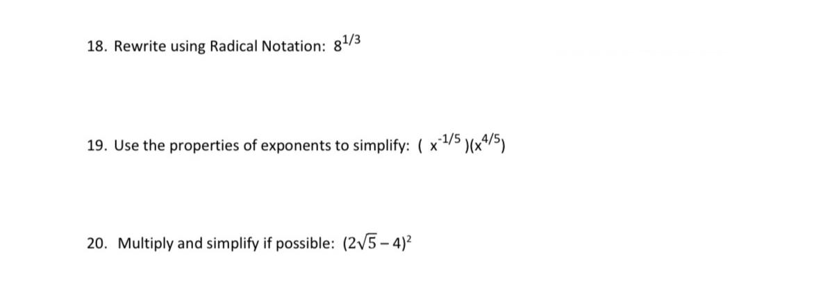 Solved Rewrite using Radical Notation: 813Use the properties | Chegg.com