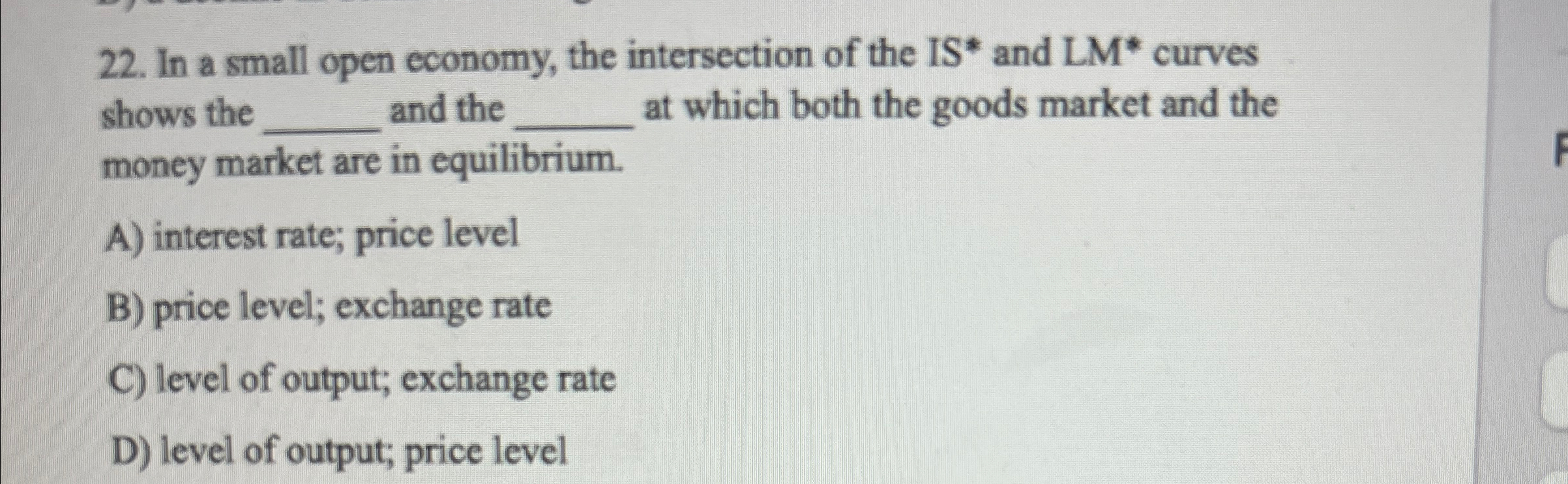 Solved In a small open economy, the intersection of the IS* | Chegg.com