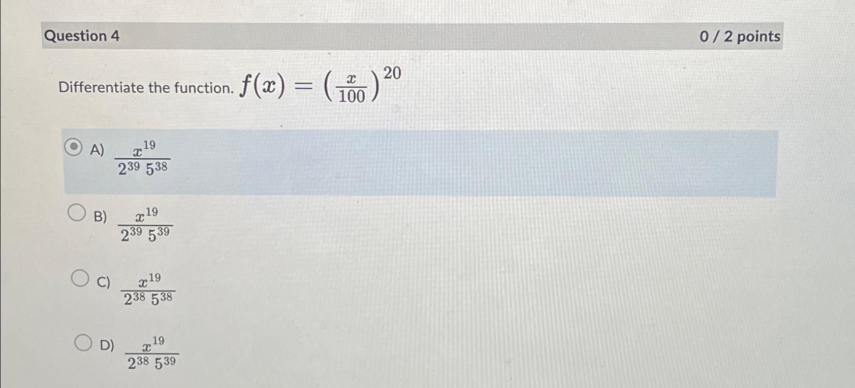 Solved Question 402 ﻿pointsDifferentiate the function. | Chegg.com