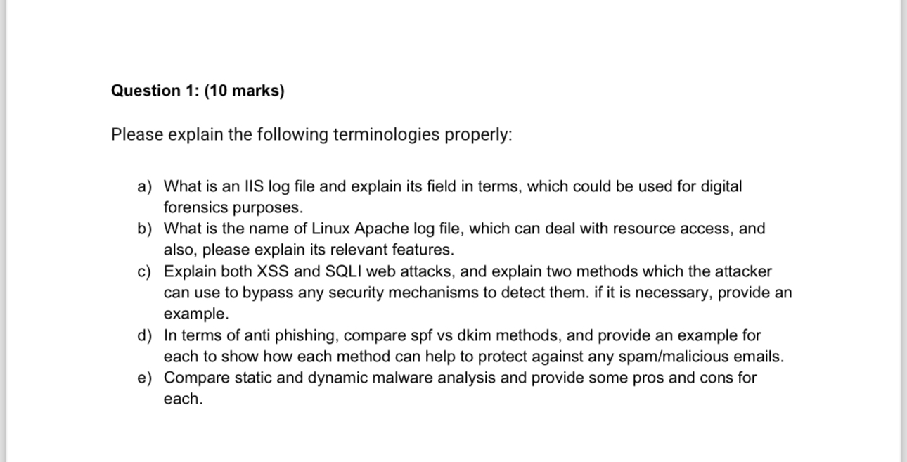 Solved Please explain the following terminologies | Chegg.com