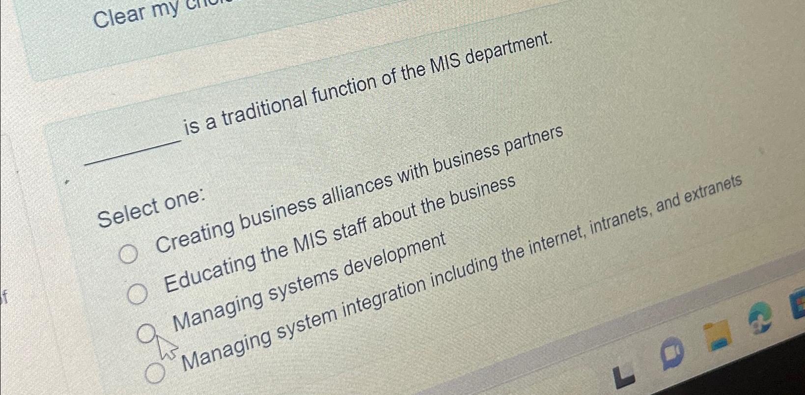 Solved is a traditional function of the MIS | Chegg.com