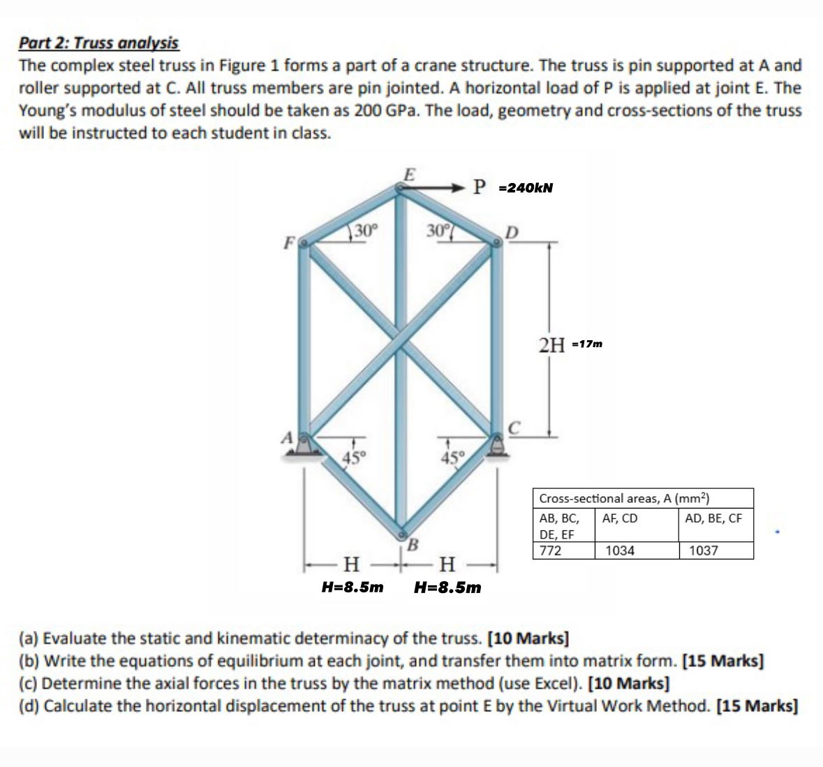 Solved by an EXPERT Part 2: Truss analysisThe complex steel truss in ...