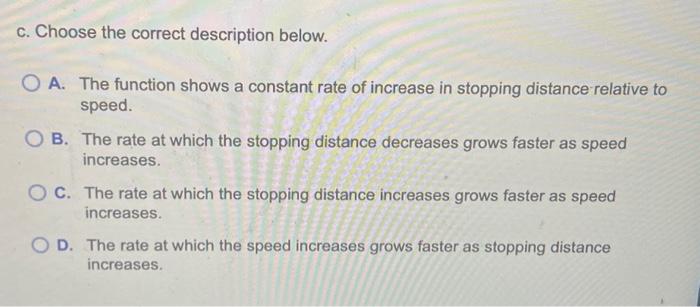 Solved a. The independent variable is ___ (speed/stopping | Chegg.com