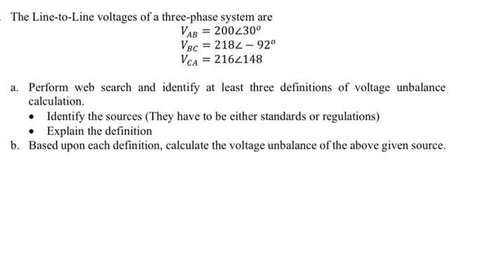 Solved The Line-to-Line voltages of a three-phase system are | Chegg.com