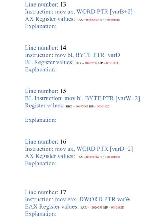 Solved Line number: 13 Instruction: mov ax, WORD PTR | Chegg.com