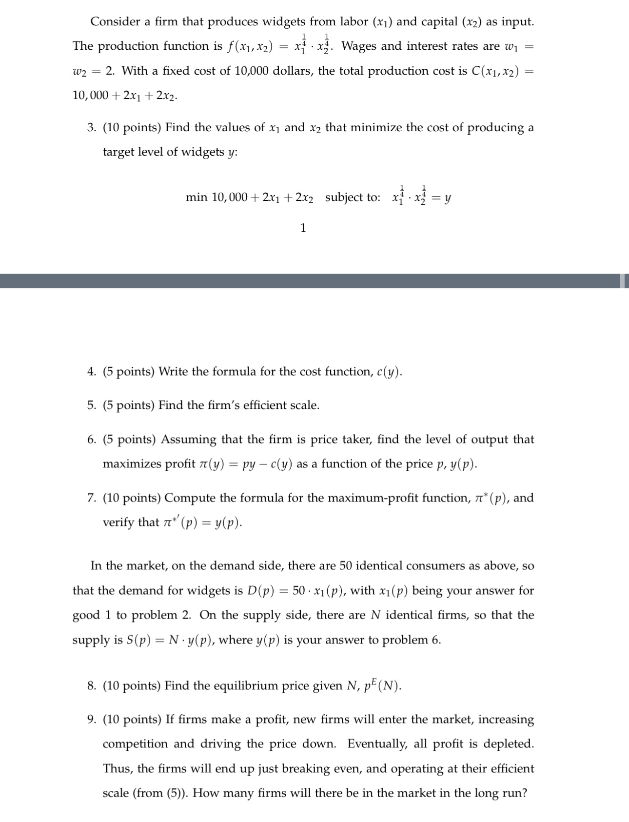 Solved Consider a firm that produces widgets from labor (x1) | Chegg.com