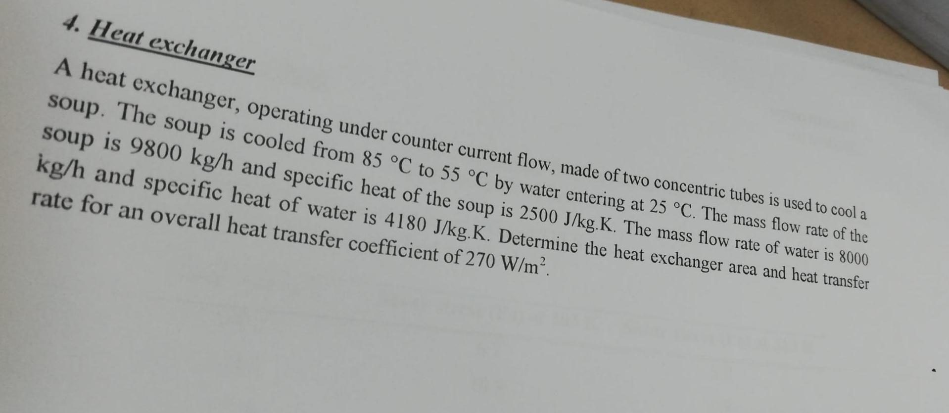 Solved A heat exchanger, operating under counter current | Chegg.com
