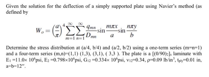 Solved Given the solution for the deflection of a simply | Chegg.com