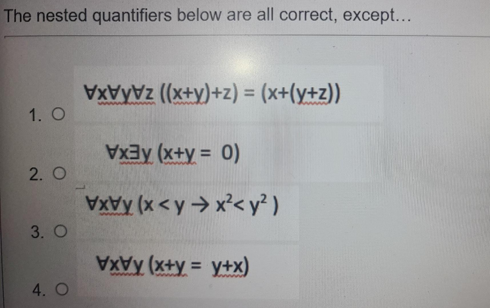 The nested quantifiers below are all correct, | Chegg.com