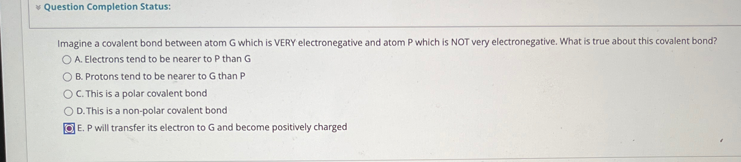 Solved Question Completion Status:Imagine a covalent bond | Chegg.com