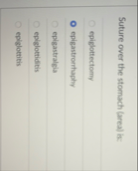 Solved Suture over the stomach (area) | Chegg.com