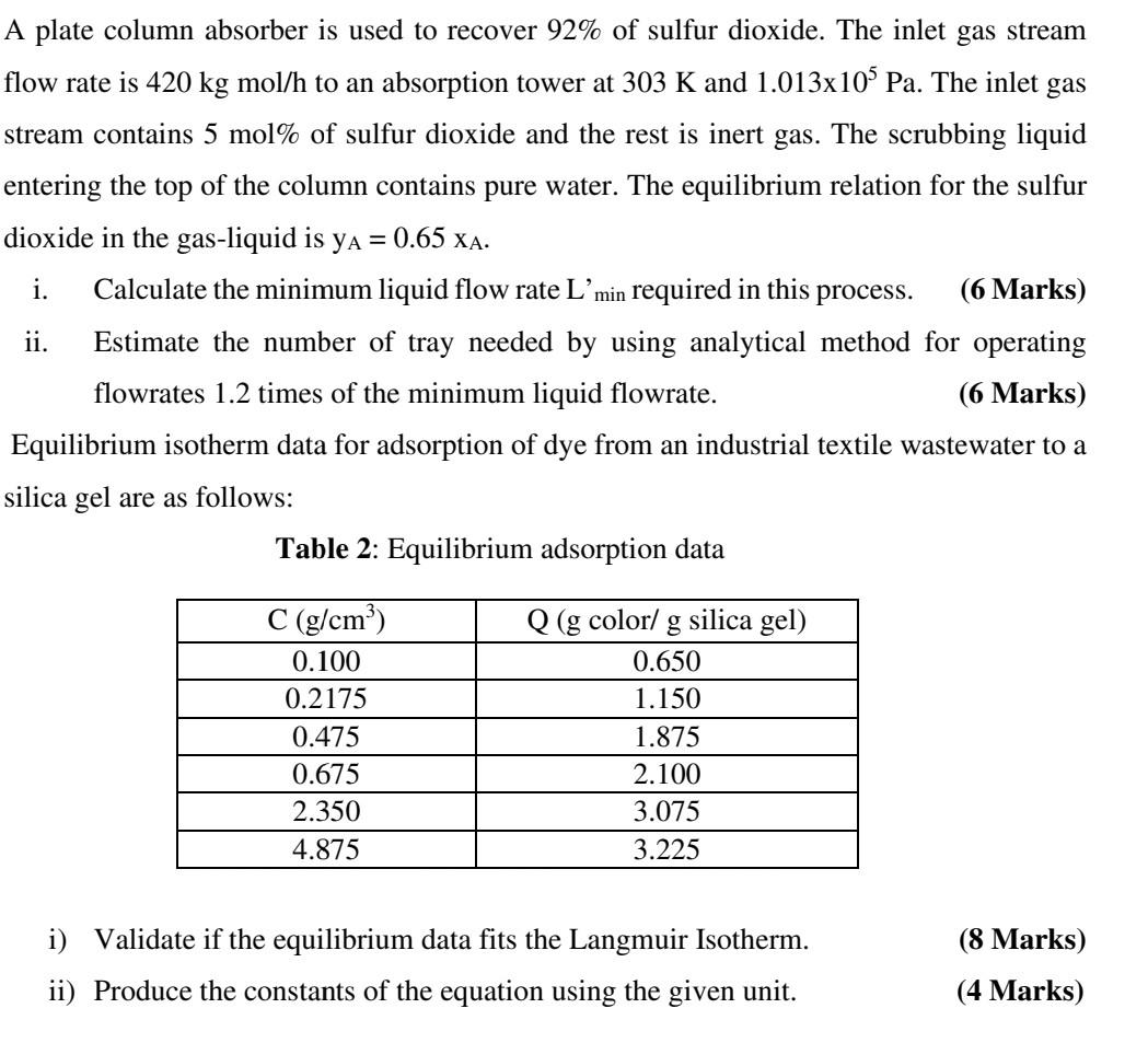 Solved A plate column absorber is used to recover 92% of | Chegg.com
