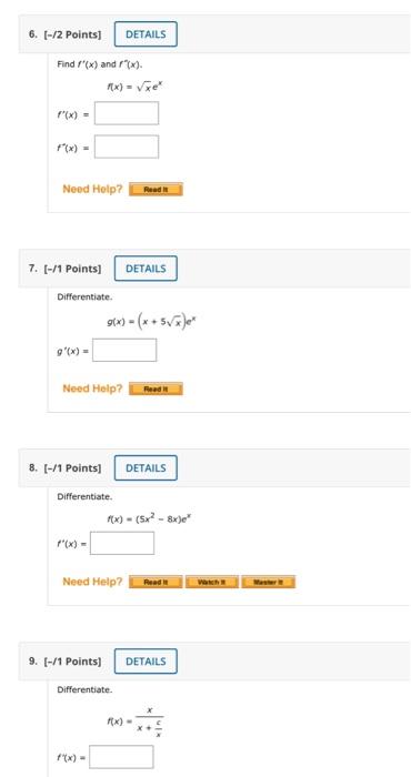 Solved Find f′(x) and f′′(x). f(x)=xex f′(x)= f′′(x)= 11. | Chegg.com