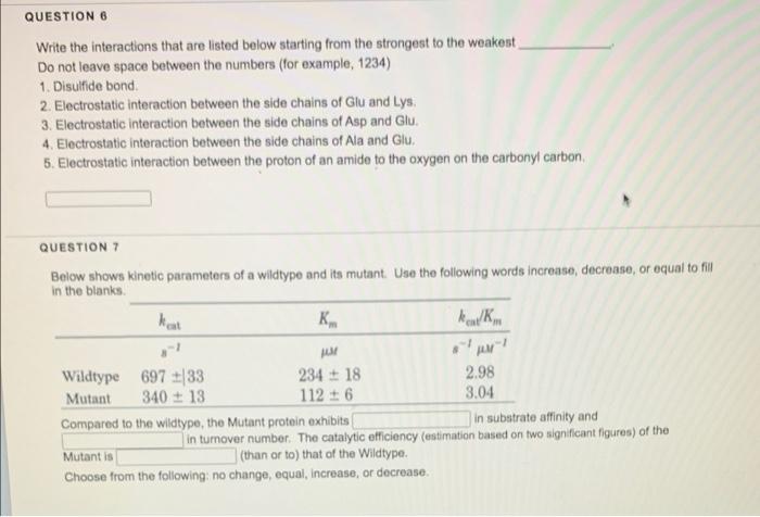 Solved QUESTION 6 Write the interactions that are listed | Chegg.com