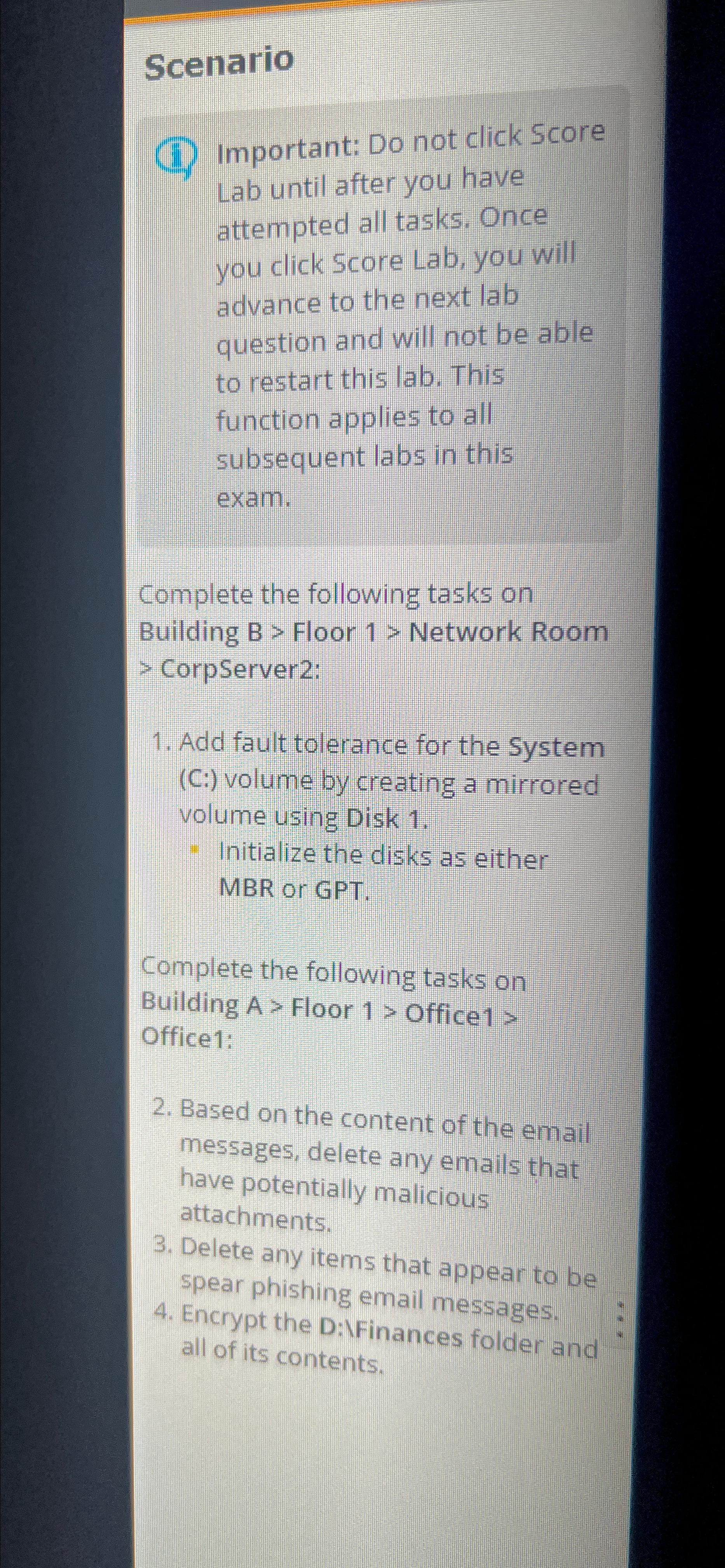 Solved ScenarioImportant: Do not click Score Lab until after | Chegg.com