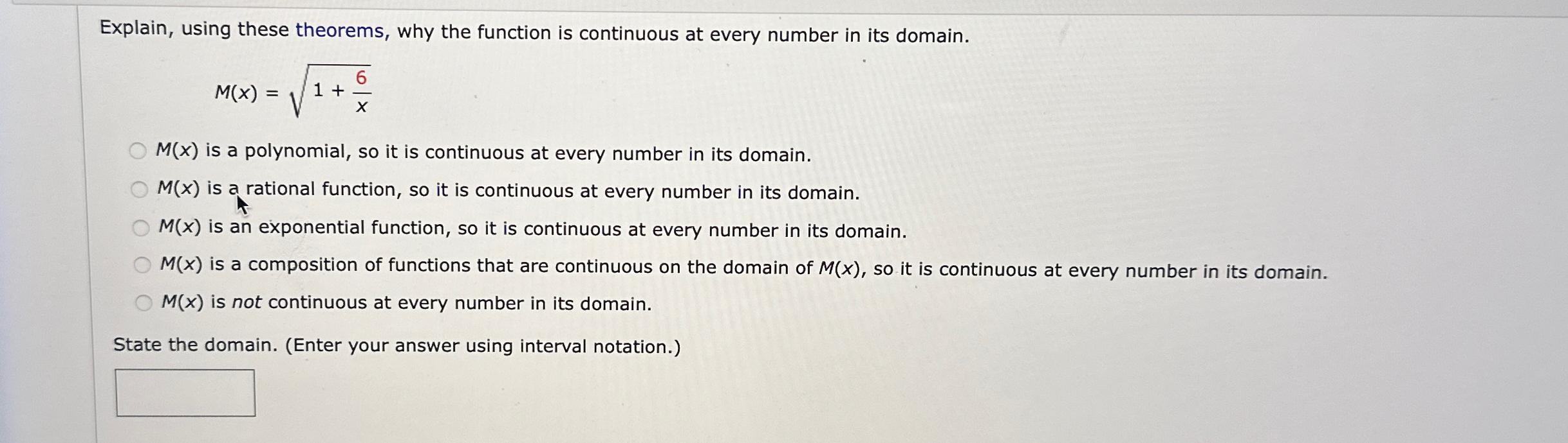Solved Explain, using these theorems, why the function is | Chegg.com