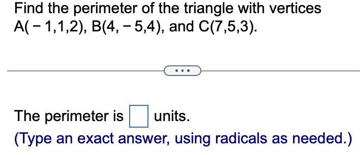 Solved Find the perimeter of the triangle with | Chegg.com
