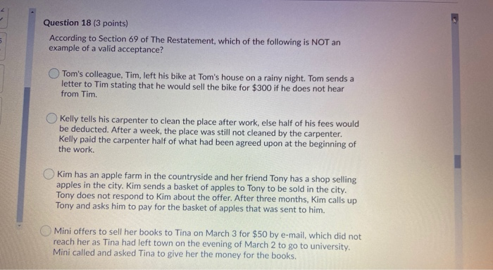 Solved Question 18 (3 points) According to Section 69 of The | Chegg.com